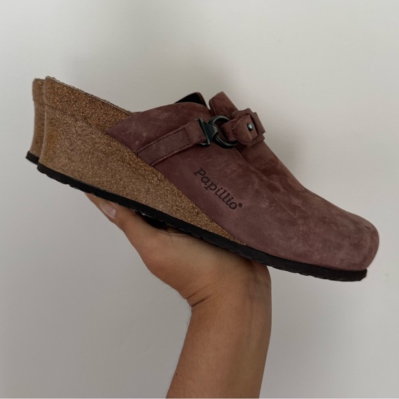 Papillio | Shoes | Papillio By Birkenstock Suede Clogs Brown Wedge Cork ...